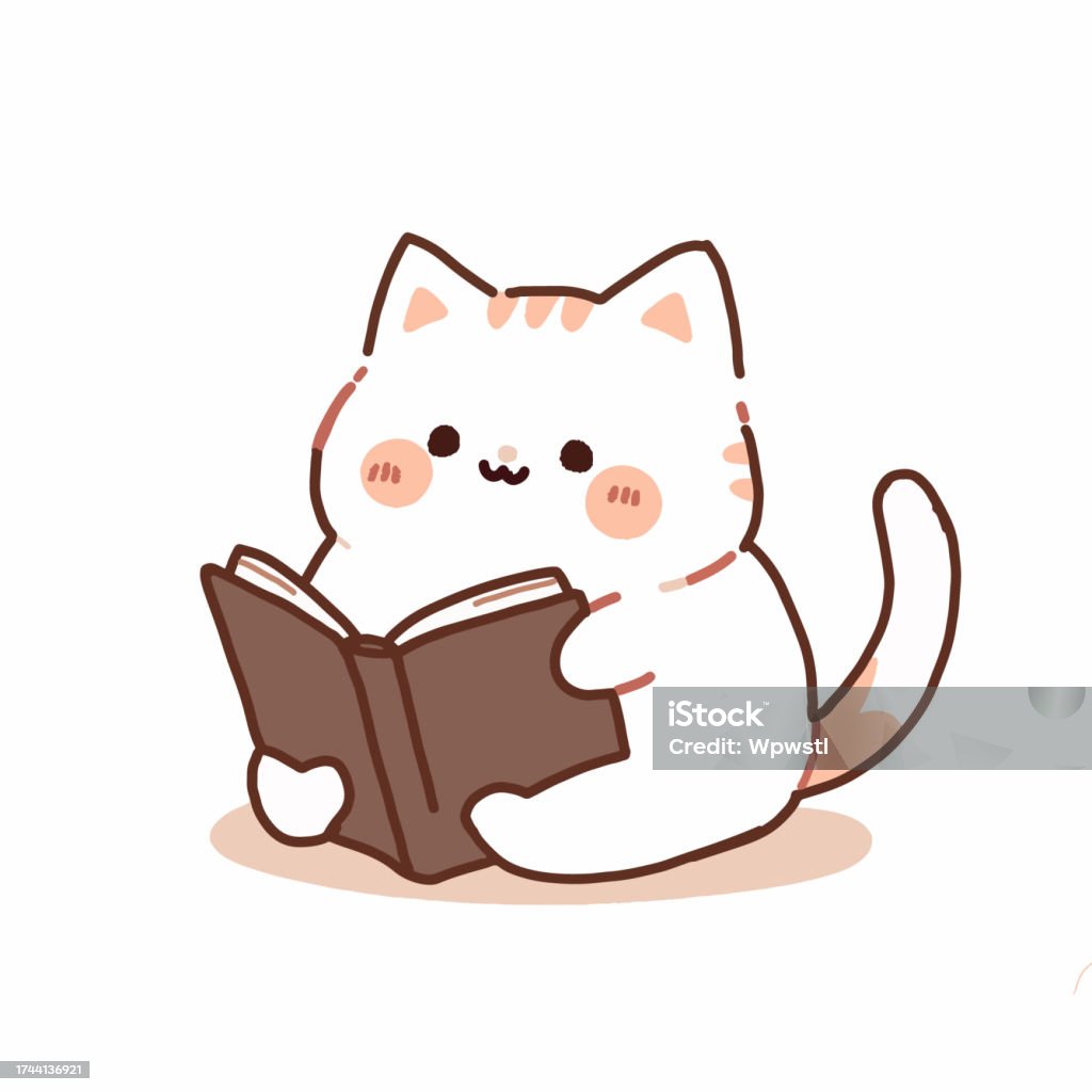 Cartoon Style Cat Reading Book Hand Drawn Vector Illustration Stock ... Cartoon Style Cat Reading Book Hand Drawn Vector Illustration Stock ...
