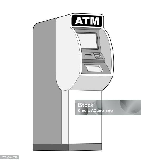 Le Guichet Automatique Isolé Sur Fond Blanc Vecteurs Libres De Droits