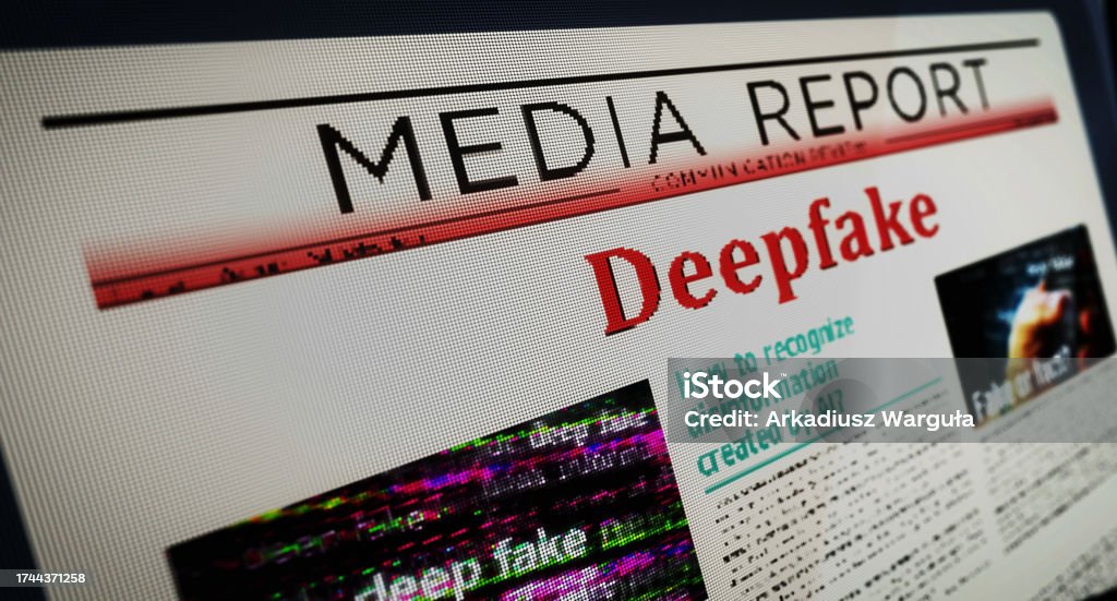 Deepfake Ai Disinformation Fake News Newspaper On Mobile Tablet Screen ... Deepfake Ai Disinformation Fake News Newspaper On Mobile Tablet Screen ...
