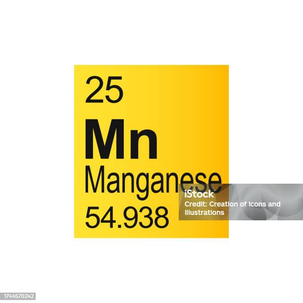 Manganese Chemical Element Of Mendeleev Periodic Table On Yellow