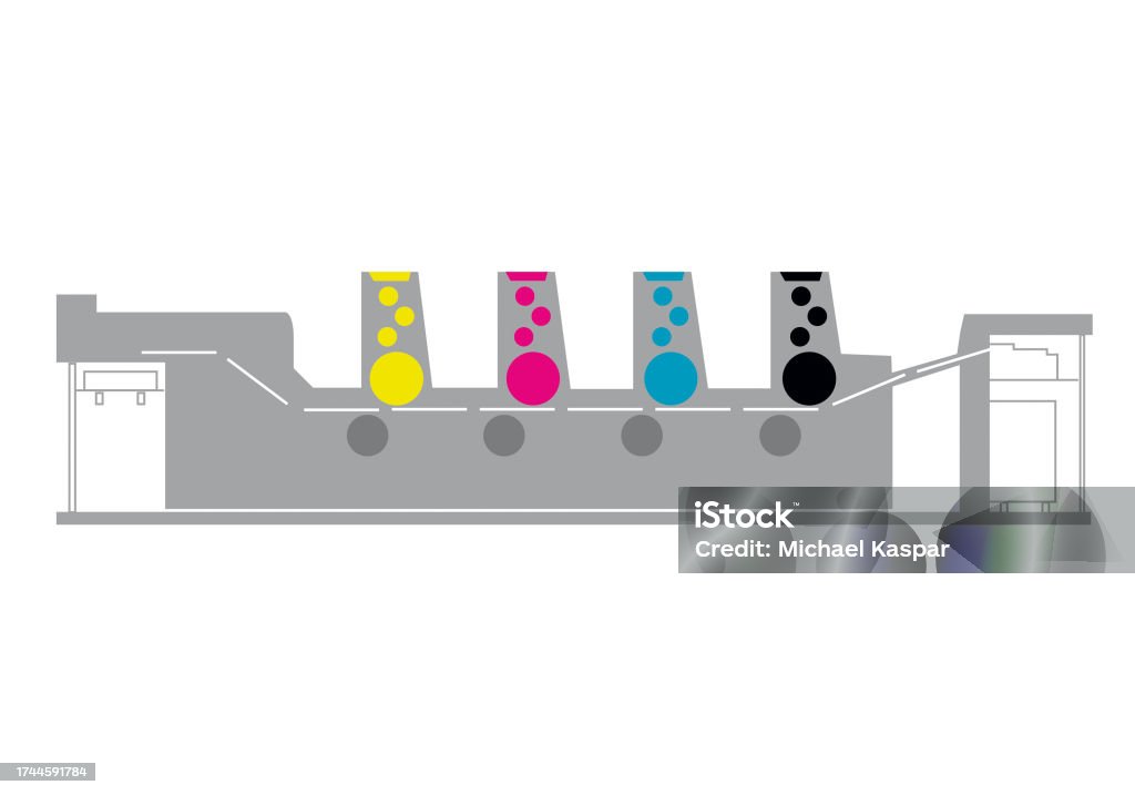 Offset Printing Machine Stock Illustration Download Image Now Blue