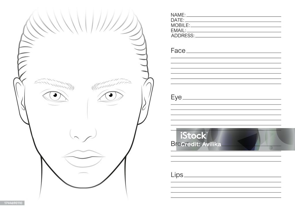 Face Chart Make Up Artist Blank The Contour Of The Face Makeup Template