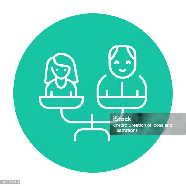 Equality Between Old And Young Color Line Icon Multinational Company