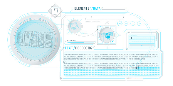 Hud Interface For Processing Server Data With Text Decoding Stock Illustration Download Image