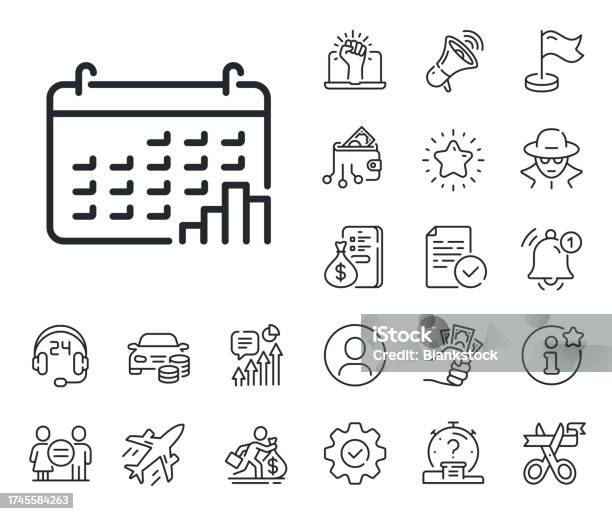 Icône De Ligne De Graphique De Calendrier Signe Dhistogramme Salaire