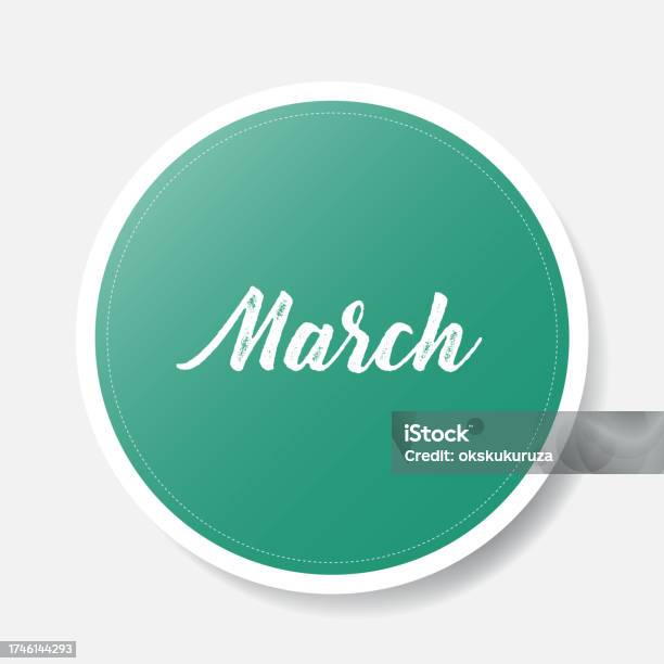 Maret Stiker Bulat Hijau Pada Latar Belakang Putih Ilustrasi Vektor ... Maret Stiker Bulat Hijau Pada Latar Belakang Putih Ilustrasi Vektor ...
