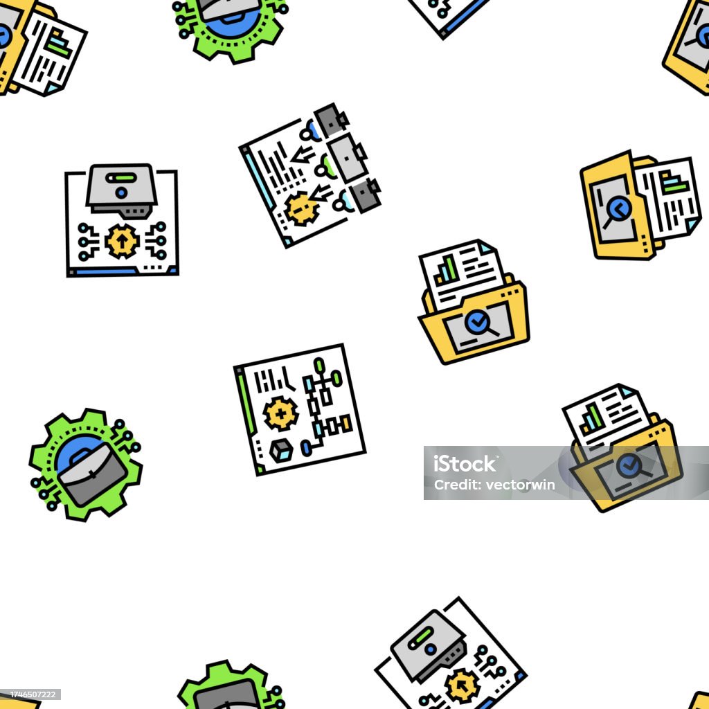 System Analyst Data Seamless Pattern Vector Stock Illustration