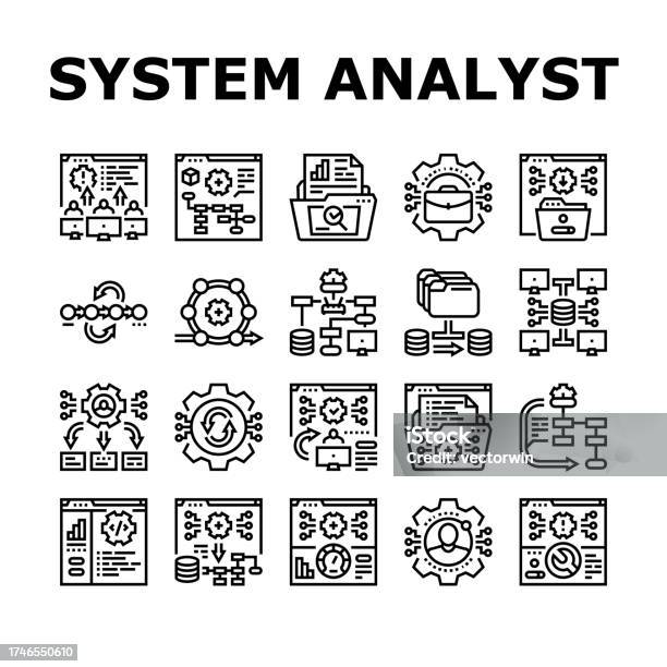 System Analyst Data Icons Set Vector Stock Illustration Download