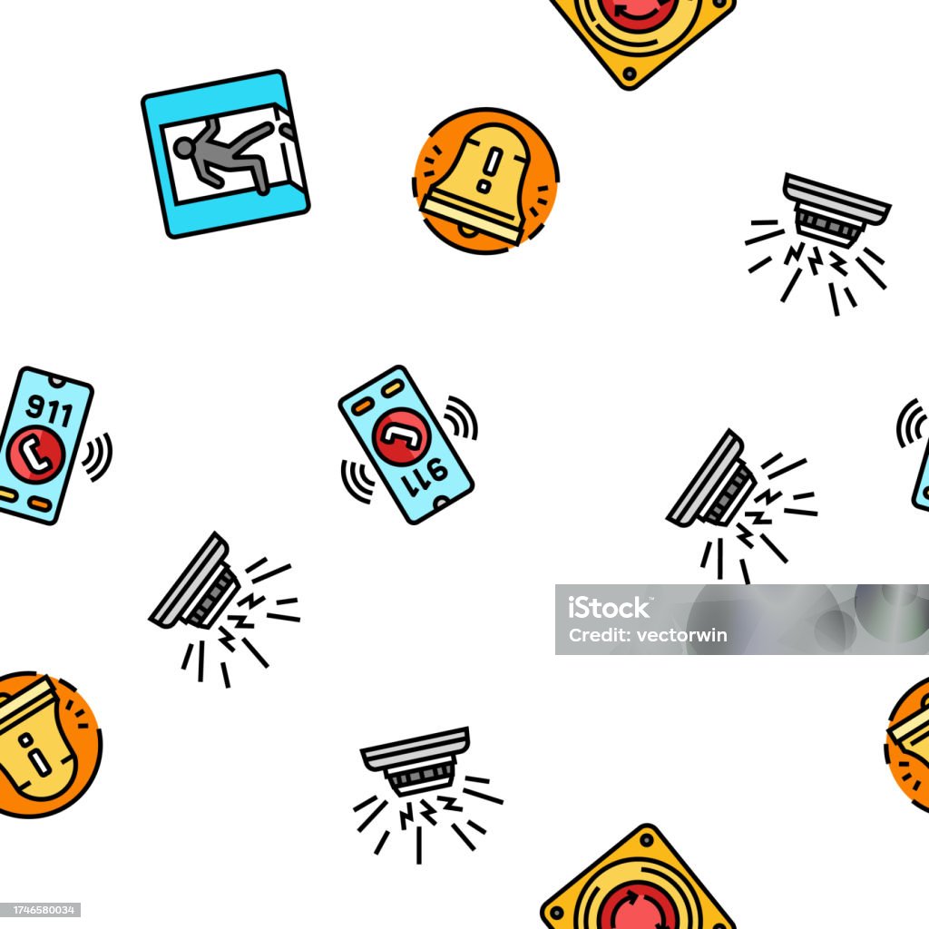 Alert Attention Signal Caution Vector Seamless Pattern Stock ... Alert Attention Signal Caution Vector Seamless Pattern Stock ...