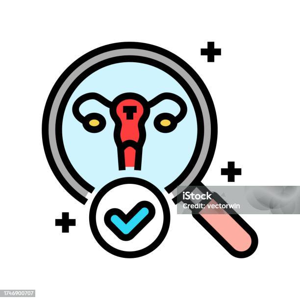Ilustración De Examen Ginecológico Ginecólogo Icono De Color Icono