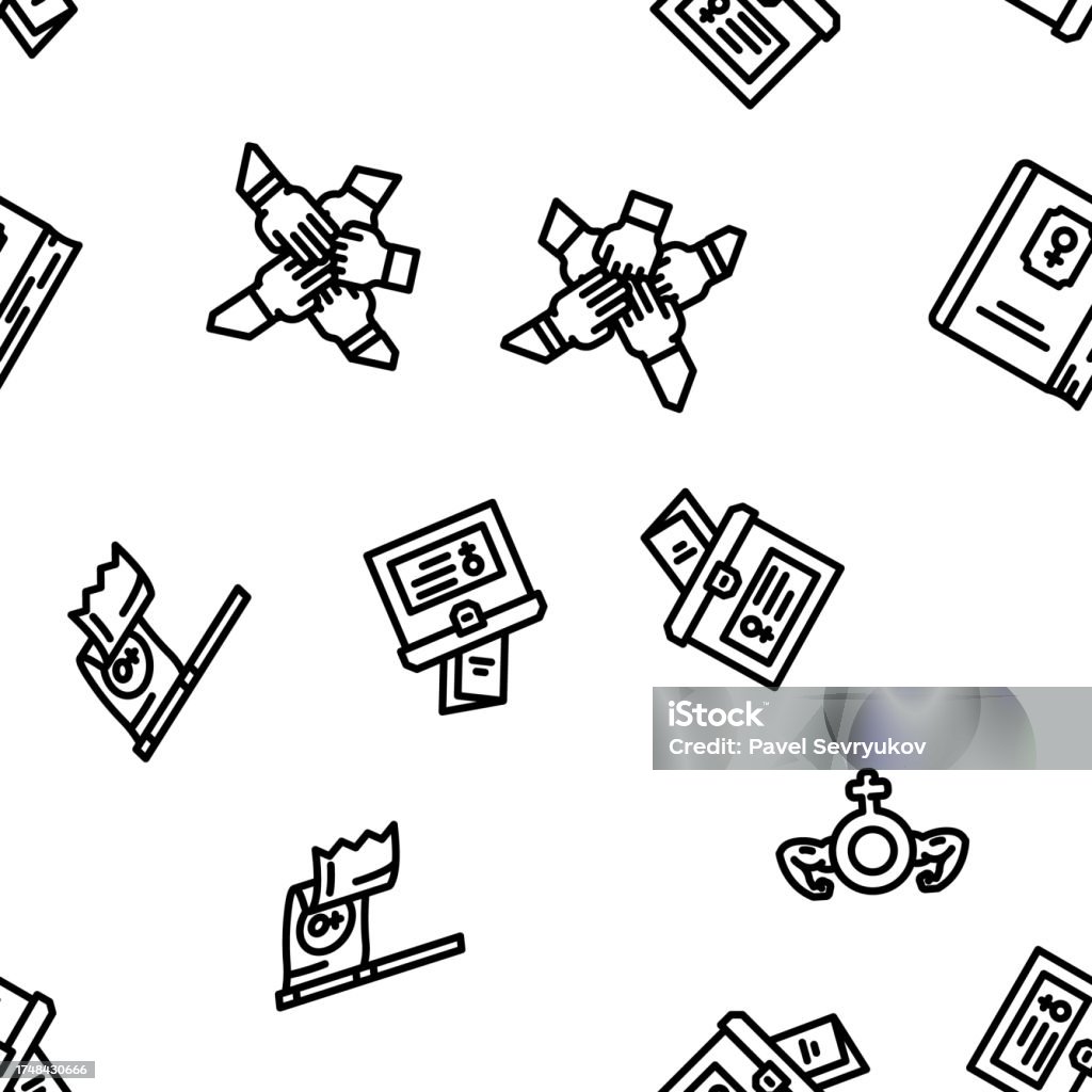 Feminist Female Women Seamless Pattern Vector Stock Illustration