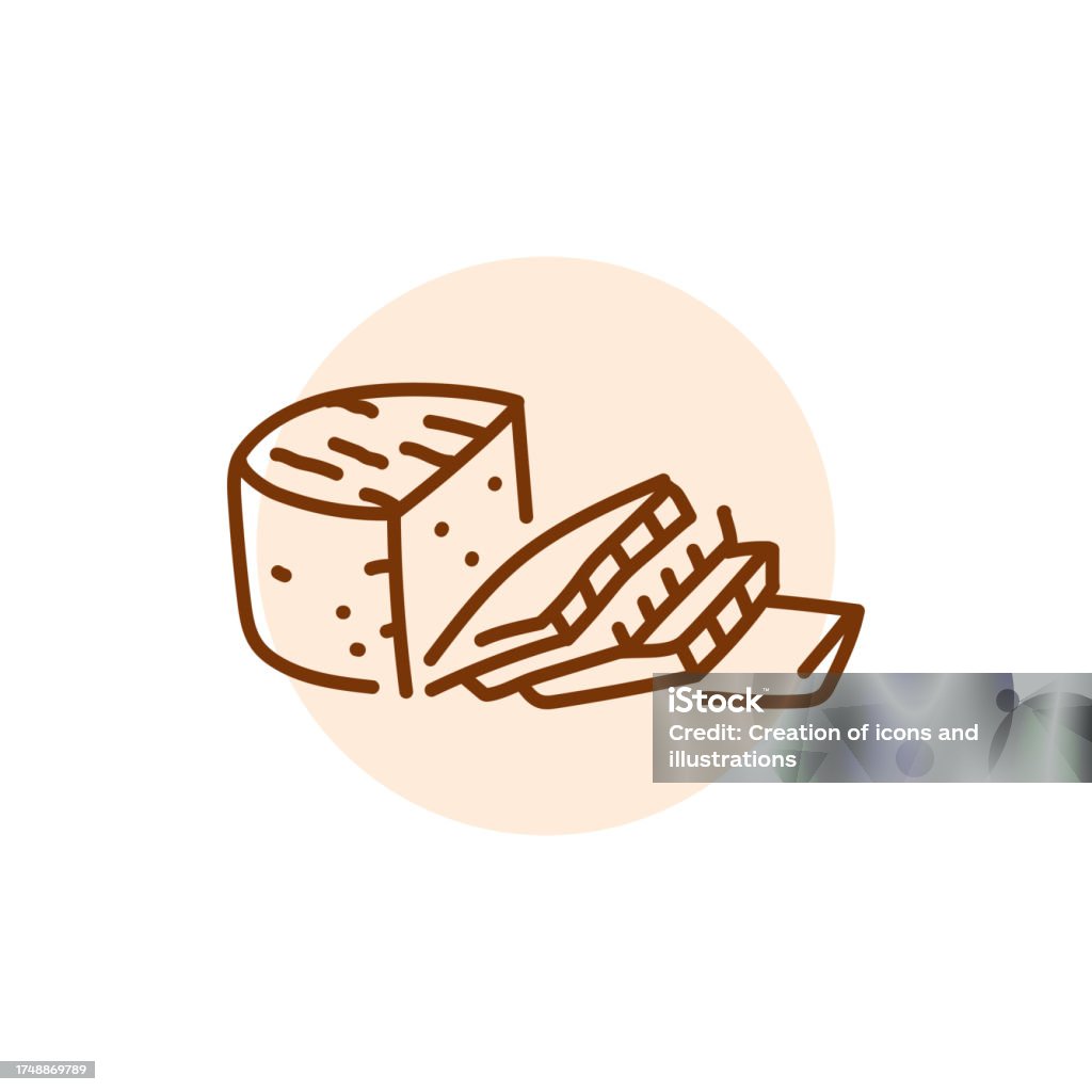 Sour Milk Cheese Slice Black Line Icon Dairy Product Stock Illustration