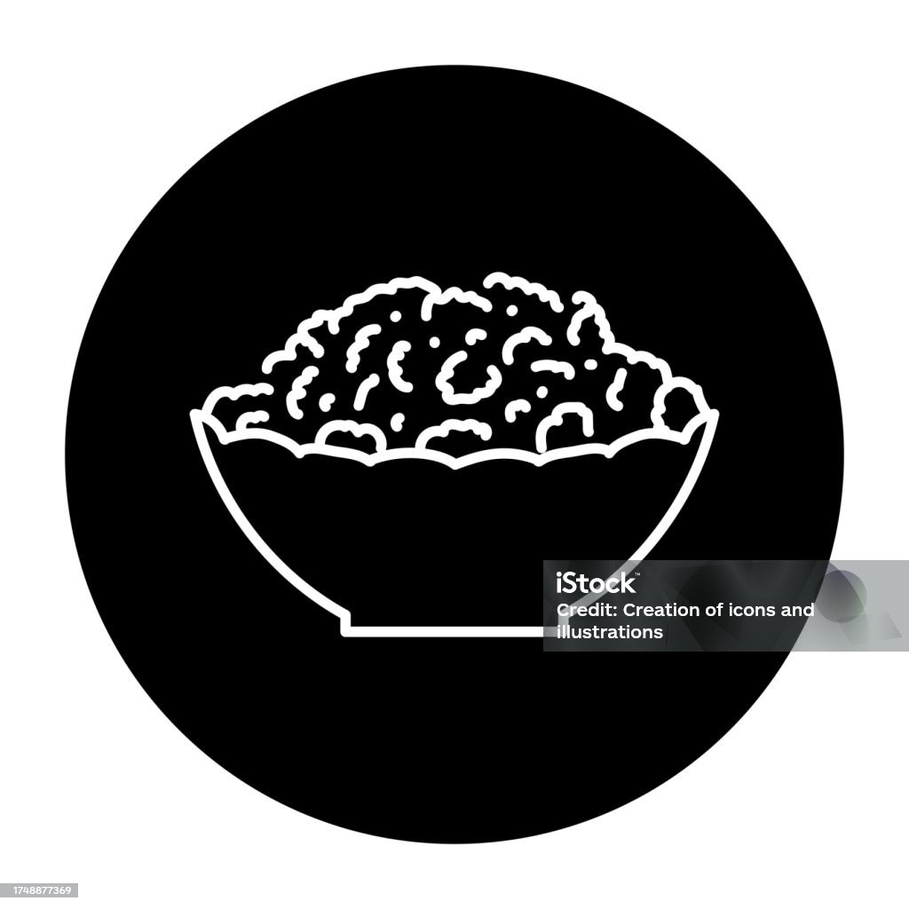 Sour Milk Cheese In A Plate Black Line Icon Dairy Product Stock