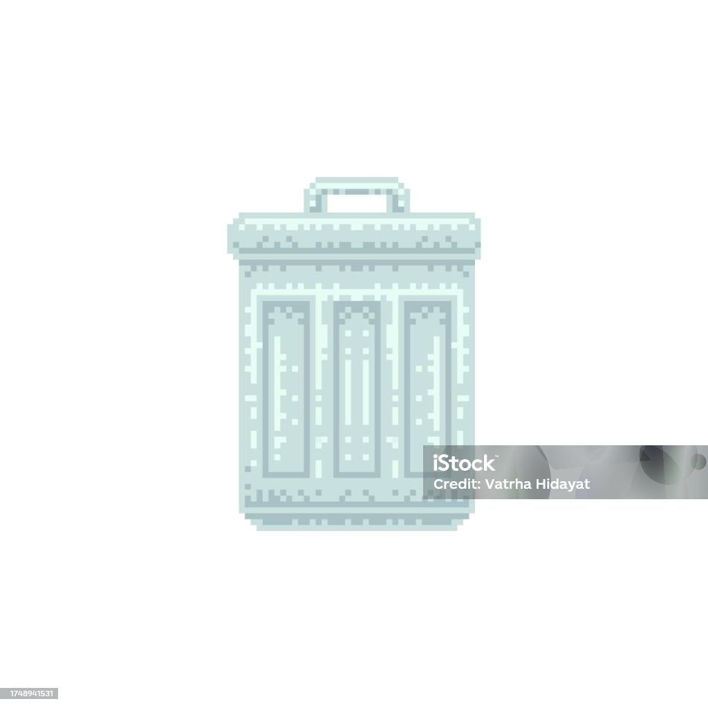 Ilustración De Icono Del Logotipo Del Cubo De Basura En Pixel Art Y Más