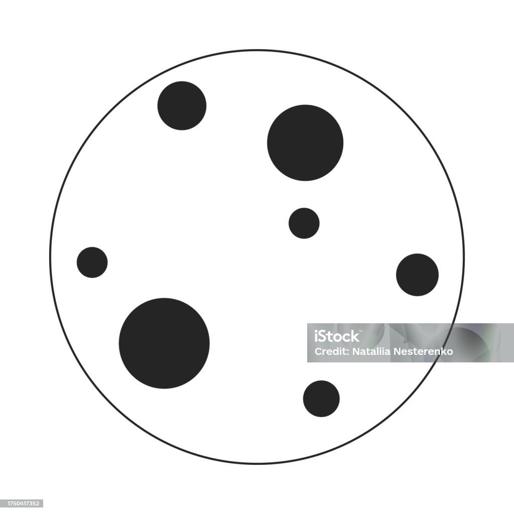Moon Flat Monochrome Isolated Vector Object Stock Illustration