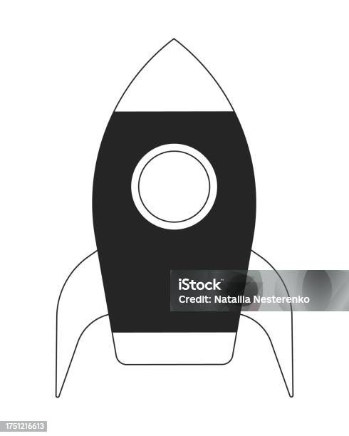 Rocket Flat Monochrome Isolated Vector Object Stock Illustration