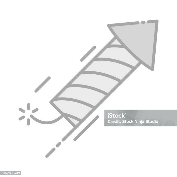 Illustration Vectorielle Dicône En Niveaux De Gris De Feux Dartifice