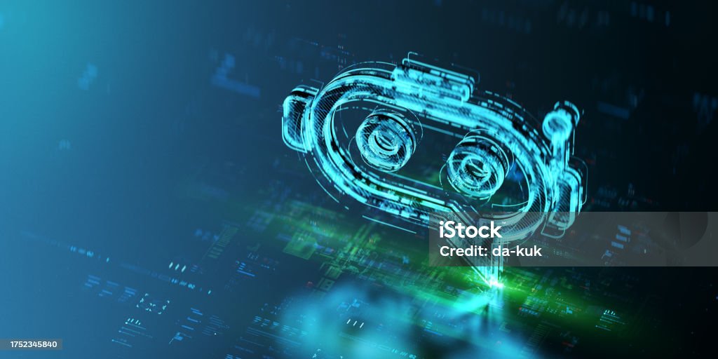 Digital Chatbot Hologram On Future Tech Background Productivity Of Ai