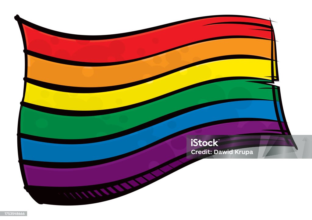 Ilustración De Bandera Del Arco Iris Lgbt Pintada Ondeando En El Viento