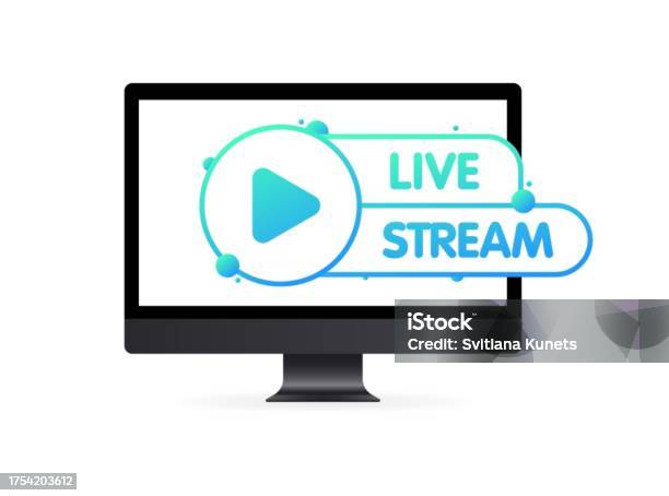 Tombol Streaming Langsung Datar Berwarna Streaming Dari Layar Monitor ... Tombol Streaming Langsung Datar Berwarna Streaming Dari Layar Monitor ...