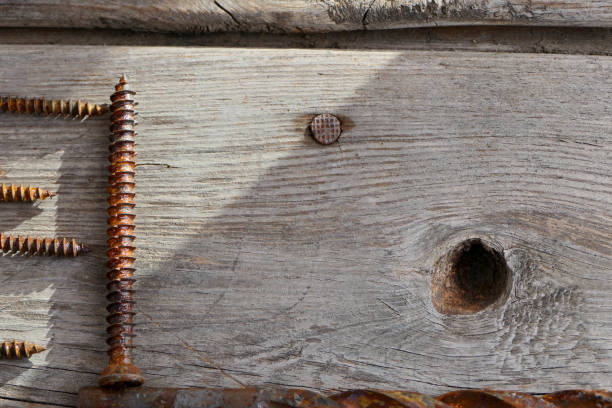 Free picture: Wood plank with metal pins and nails