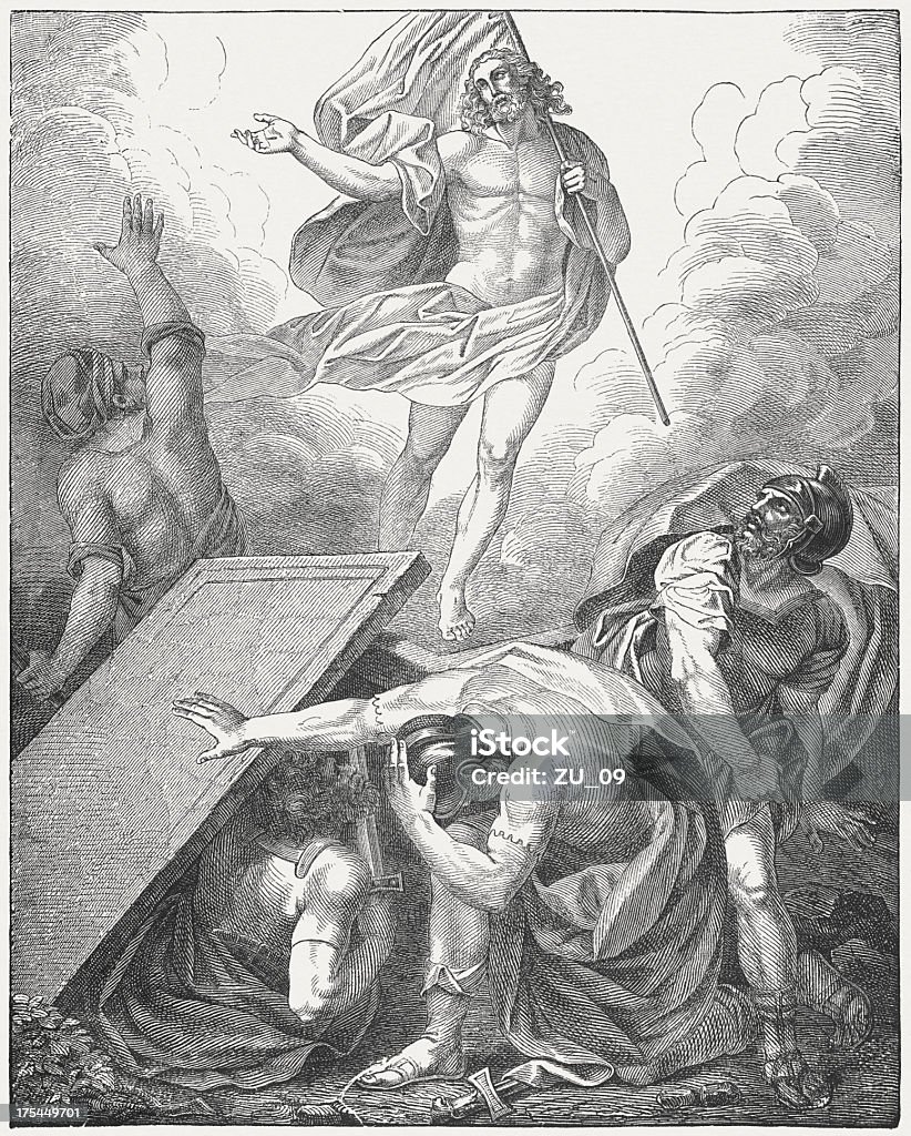 Kebangkitan Yesus Ukiran Kayu Diterbitkan C1880 Ilustrasi Stok Unduh