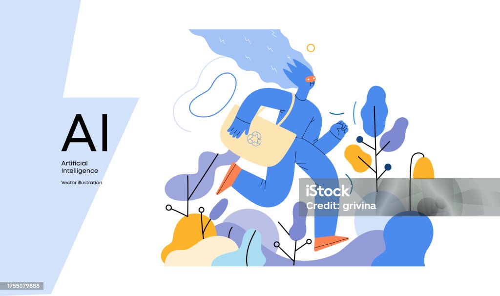 Artificial Intelligence Flat Vector Illustration Ecology Stock ... Artificial Intelligence Flat Vector Illustration Ecology Stock ...