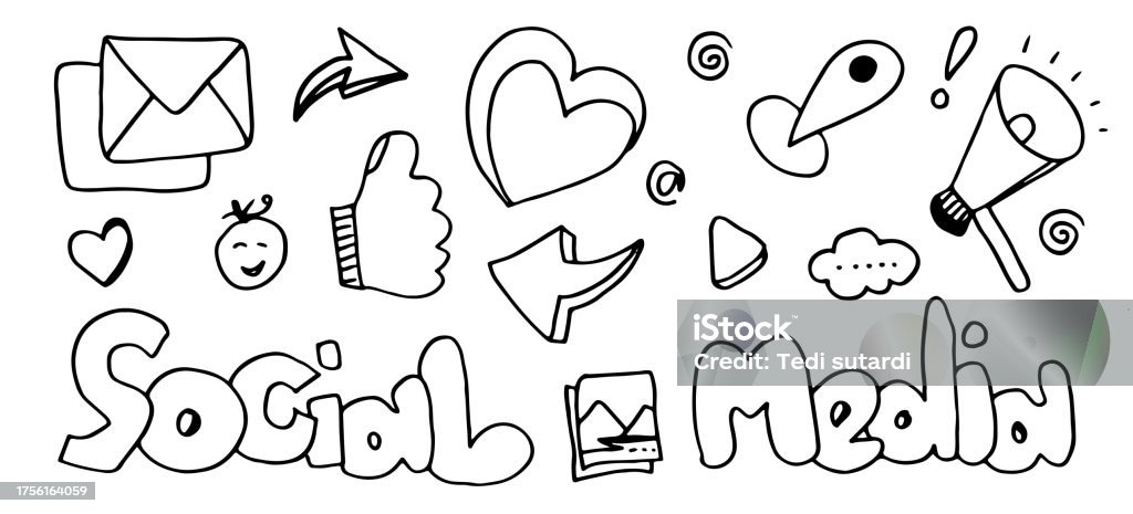 Vector Line Art Doodle Cartoon Ensemble Dobjets Et De Symboles Sur Le
