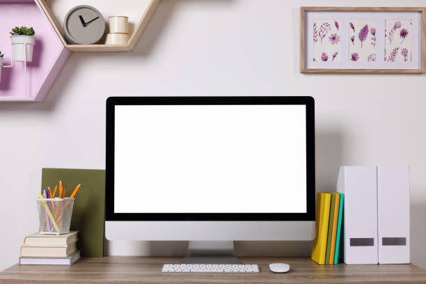 Free Stock Photo of Desktop Computer on Wooden Desk | Download Free ...