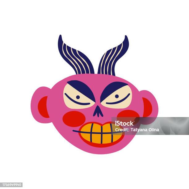 Vibrant Bright Strange Lovely Halloween Demon Character With Devil Face