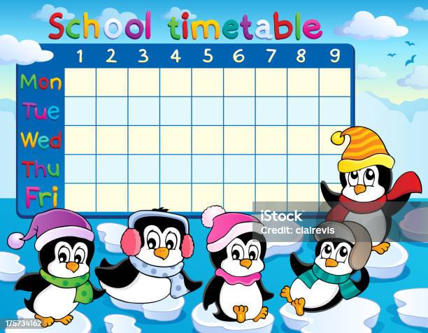 School Timetable Theme Image 9向量圖形及更多一週圖片 一週 企鵝 個人備忘錄 Istock