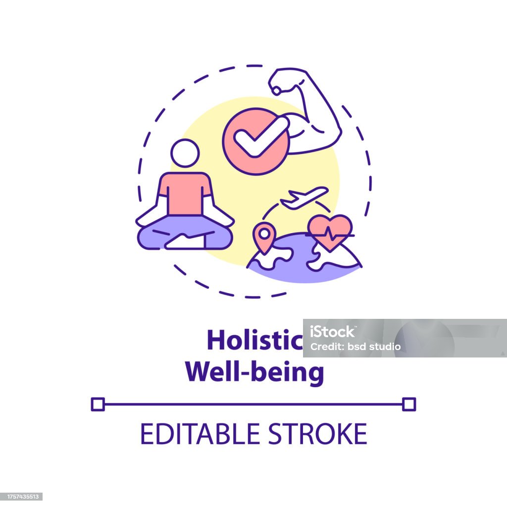 2d Thin Linear Icon Holistic Wellbeing Concept Stock Illustration