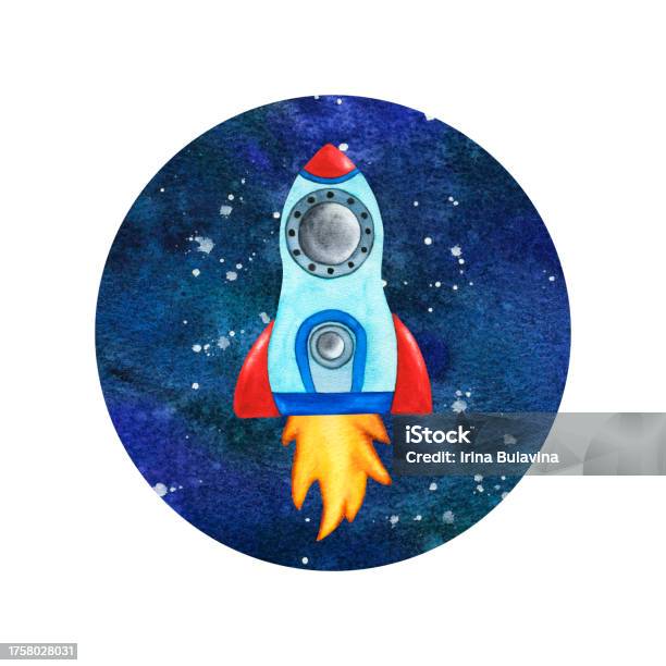 Jolie Fusée Dans Lespace Isolée Sur Fond De Galaxie Illustration À