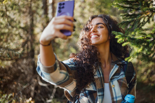 Free Stock Photo of Woman Taking a Selfie in the Woods | Download Free ...
