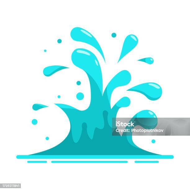 Éclaboussure Deau Dans Le Style De Dessin Animé Plat Isolé Sur Fond