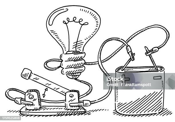 Dessin De La Batterie De Lampoule Du Circuit Électrique Vecteurs Libres