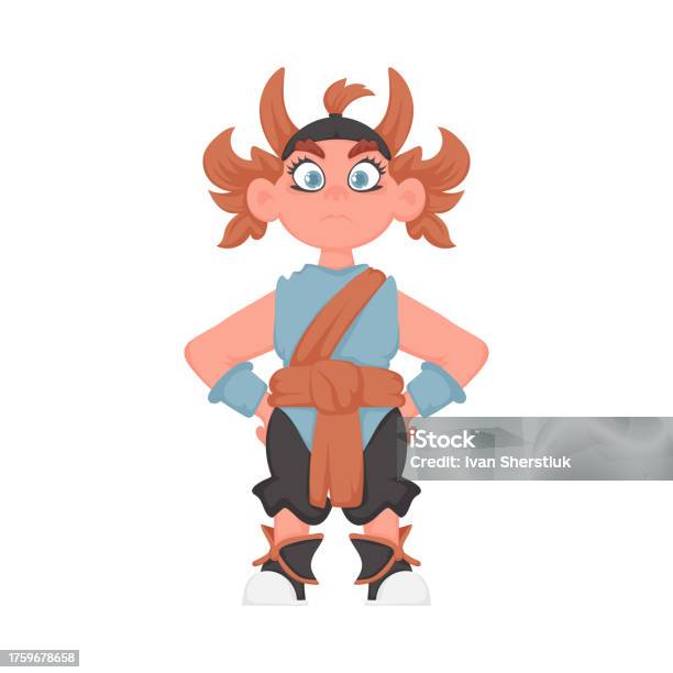 Dessin Animé Drôle Et Fabuleux Viking Guerrier Fille Style De Dessin