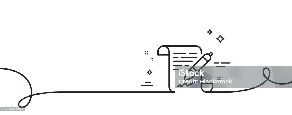 Agreement Document Line Icon Contract File Signature Sign Continuous