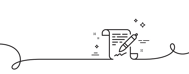 Agreement Document Line Icon Contract File Signature Sign Continuous