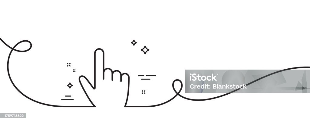 Hand Cursor Line Icon Click Action Sign Continuous Line With Curl