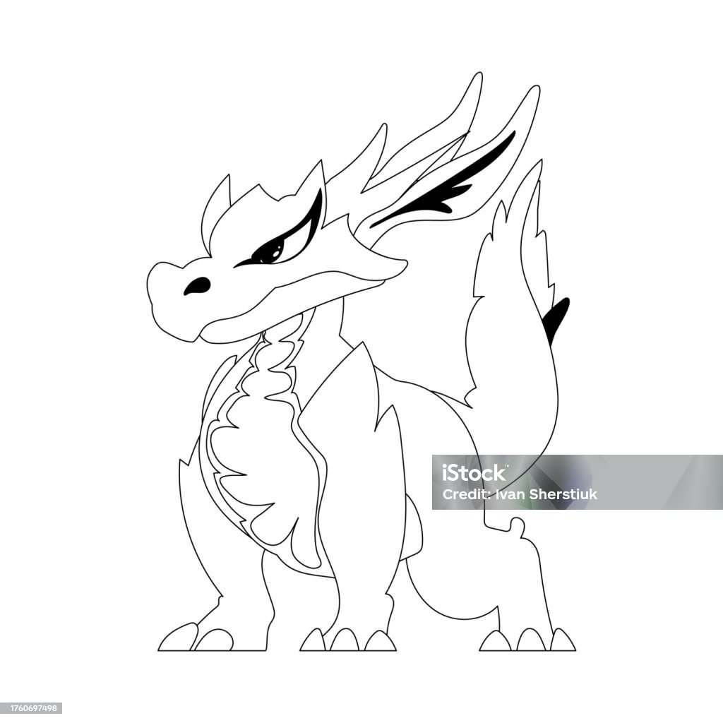 Cartoon Funny And Fabulous Dragon Dinosaur Coloring Style Stock Illustration Download Image