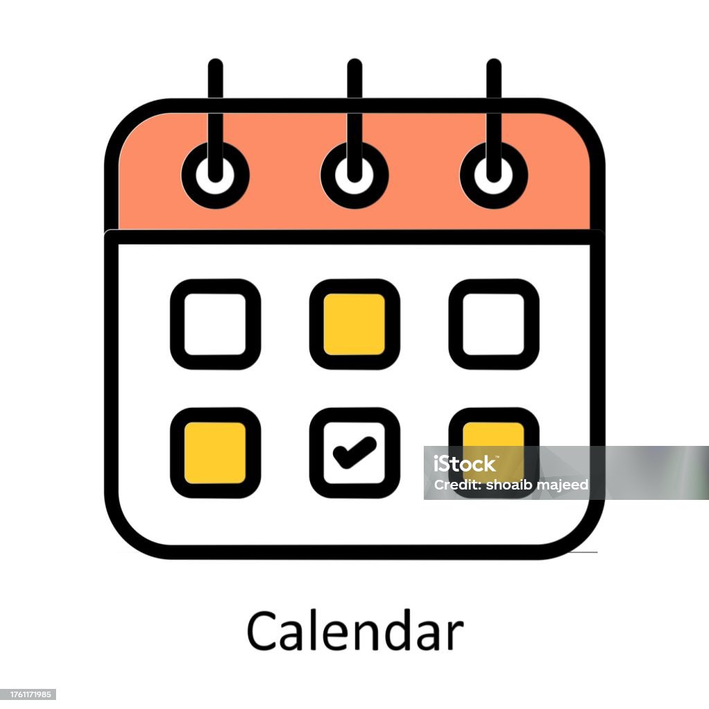 Illustration De Conception De Contour Rempli De Vecteur De Calendrier