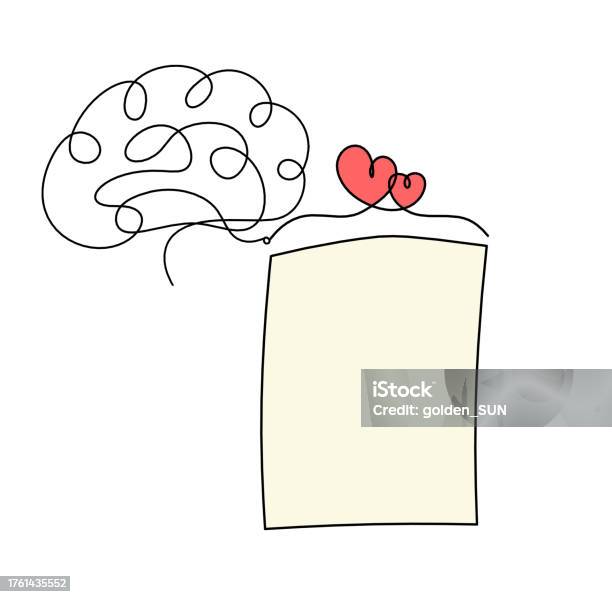 Papier De Couleur Abstrait Avec Trombone Et Cerveau Comme Dessin Au