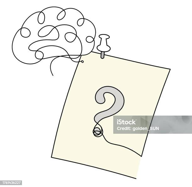 Papier De Couleur Abstrait Avec Trombone Et Cerveau Comme Dessin Au