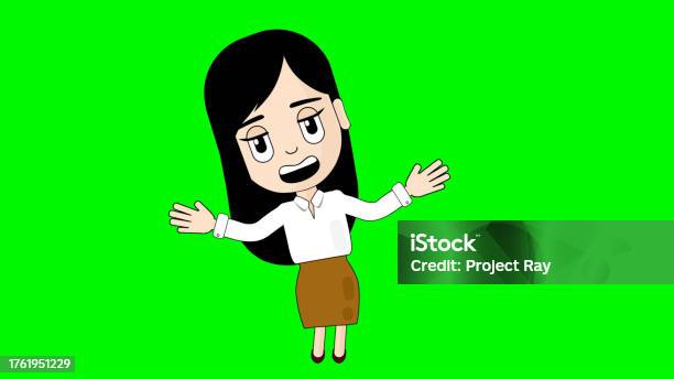 Woman Singing And Dancing Cartoon Character Alpha Avatar Stock