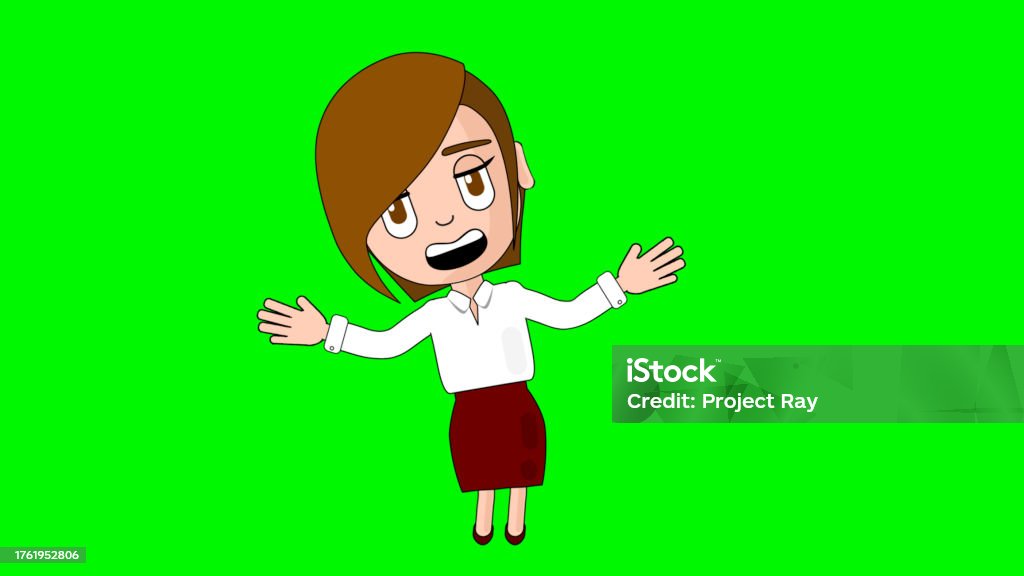 Woman Singing And Dancing Cartoon Character Alpha Avatar Stock