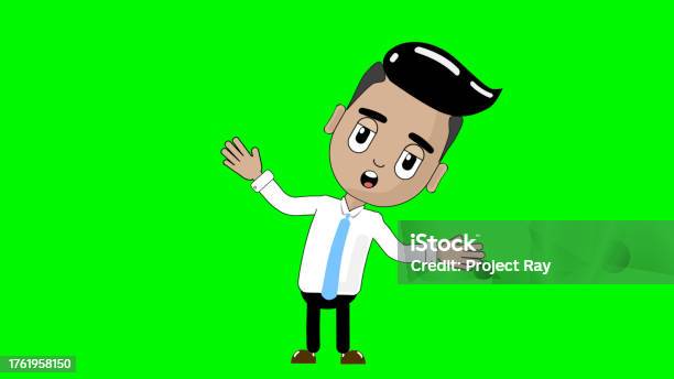 Man Singing Dancing Cartoon Character Alpha Avatar Stock Illustration