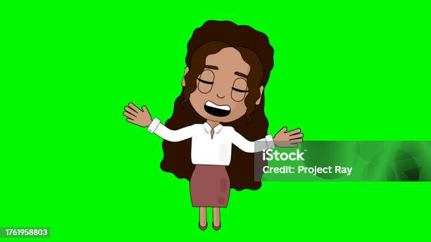 Woman Singing And Dancing Cartoon Character Alpha Avatar Stock