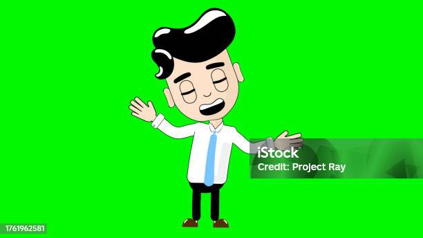 Man Singing Dancing Cartoon Character Alpha Avatar Stock Illustration