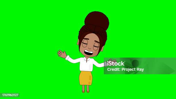 Woman Singing And Dancing Cartoon Character Alpha Avatar Stock